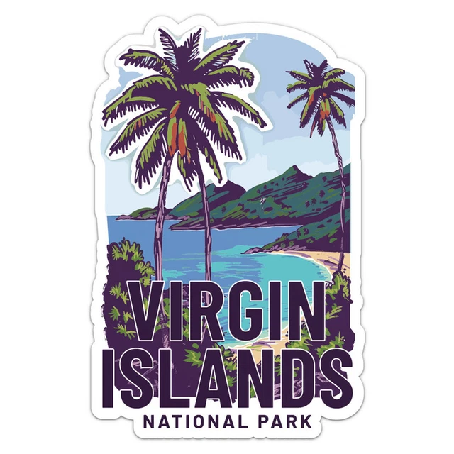 Retro Virgin Islands National Park Sticker Phone Decal Water Bottle ...