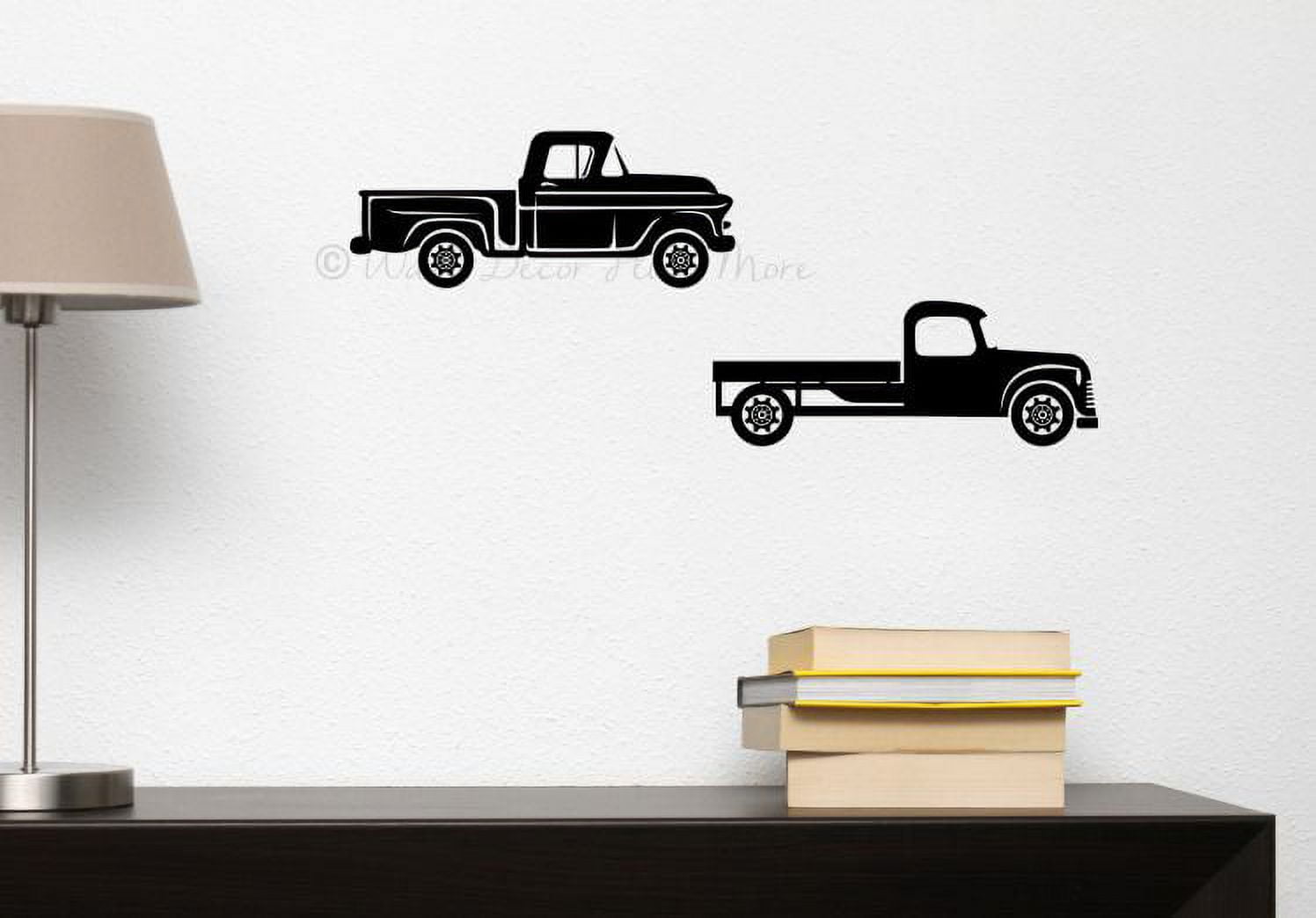 Retro Wall Art Decal set/2 Old Trucks Vintage-style Garage Decor ...