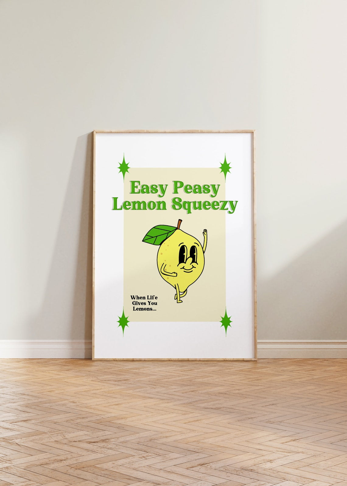 Retro Wall Art, Easy Peasy Lemon Squeezy Print, Retro Print, Retro ...