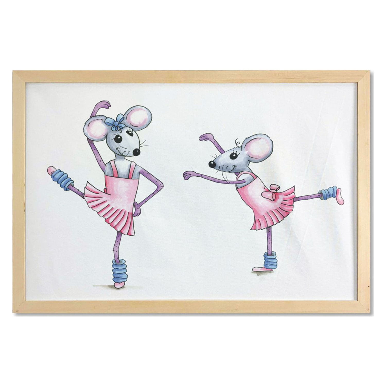Retro Wall Art with Frame, Watercolor Style Illustration Dancing ...