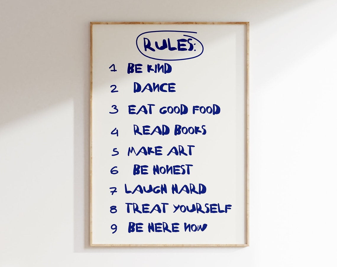 Retro Wall Art, House Rules Art Print, Trendy House Rules List Print ...
