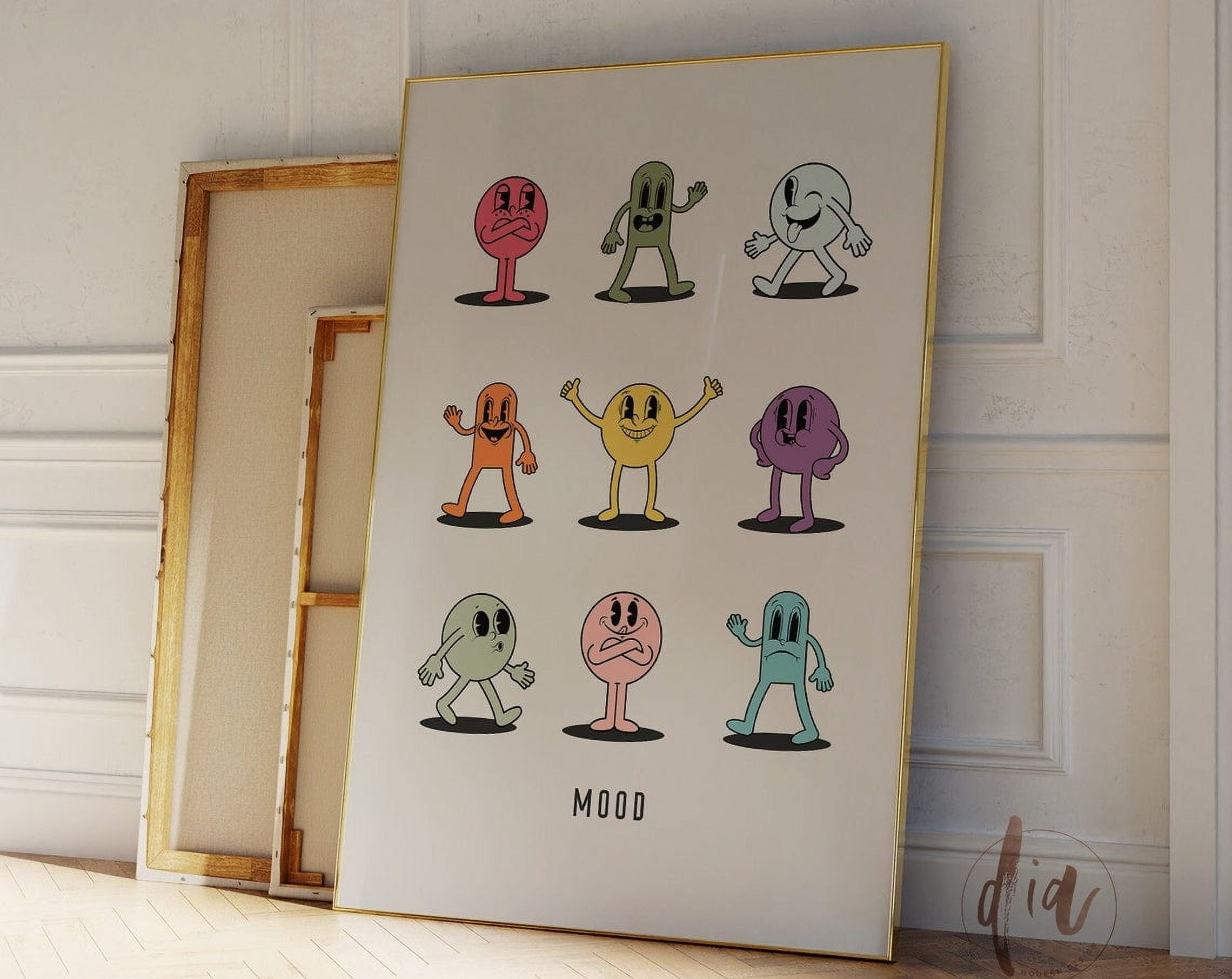 Retro Wall Art Mood Poster Print, Emotions Print, Retro Emotions Wall ...