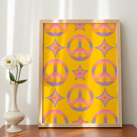 Retro Wall Art Print Peace Art Hippie Poster Retro 70S Poster Wall ...