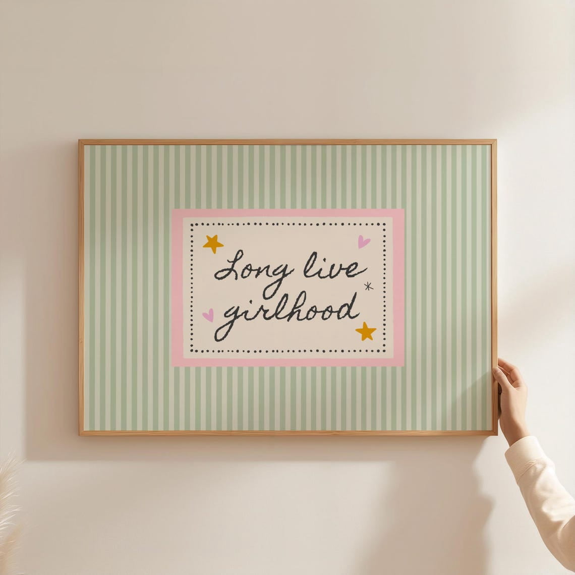 Retro Wall Art Striped Bedroom Poster Mid Century Modern Vintage Girl ...