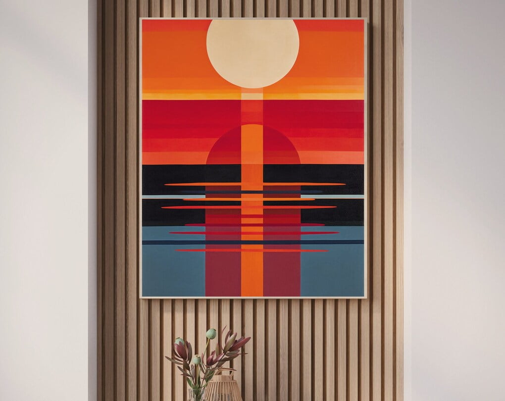 Retro Wall Art, Stunning Red Sunset, Digital Art Printable - Fresco ...