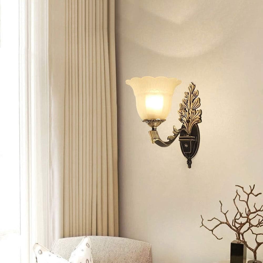 Retro Wall Lamp Glass Shade Copper Wall Light, Indoor Rustic Wall Lamps ...