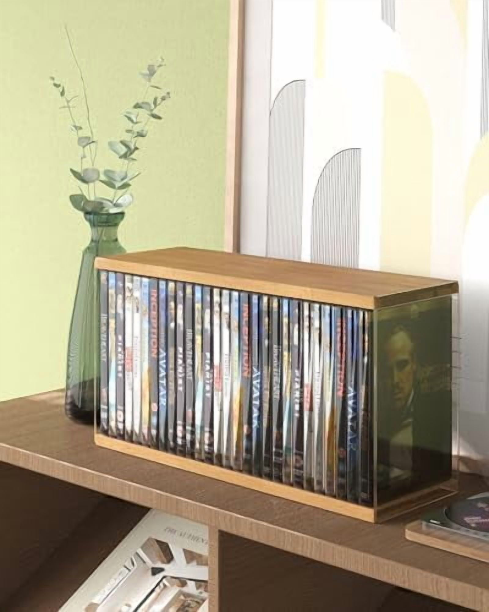Retro Walnut-colored MDF DVD Storage, DVD Holder, Video Game Rack, Blu ...