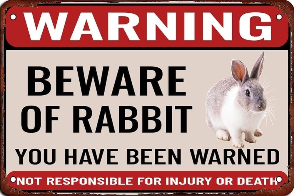 Retro Warning Animal Sign Beware Of Rabbit Tin Sign Vintage Wall Decor ...