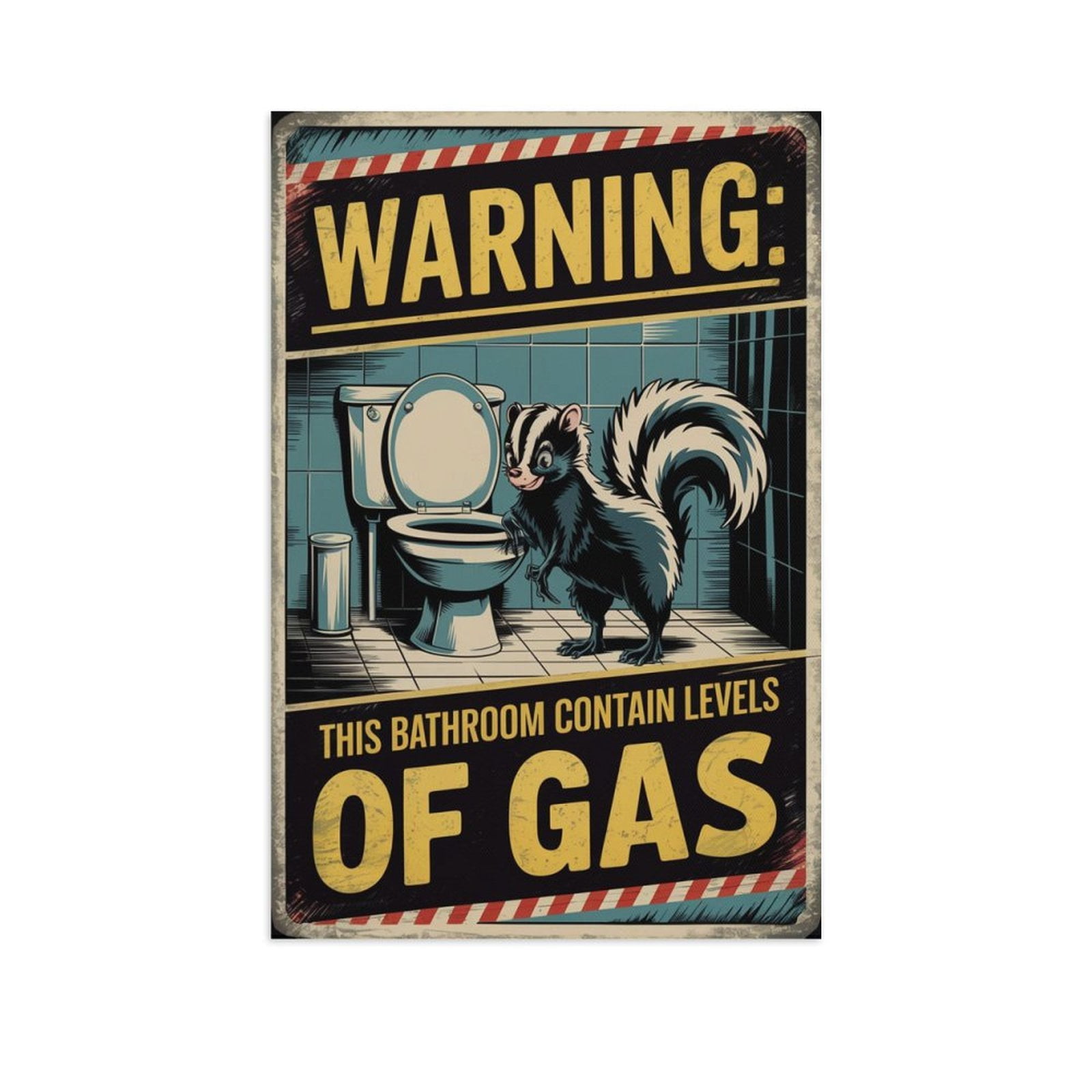 Retro Warning Sign Bathroom Poster Funny Skunk Wall Art Vintage Style ...