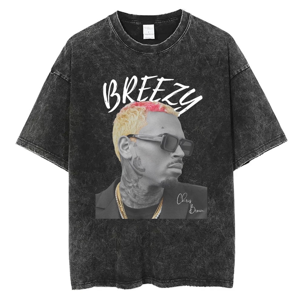 Retro Washed Chris Brown Pop Music Album Cover Graphic T Shirt Breezy ...