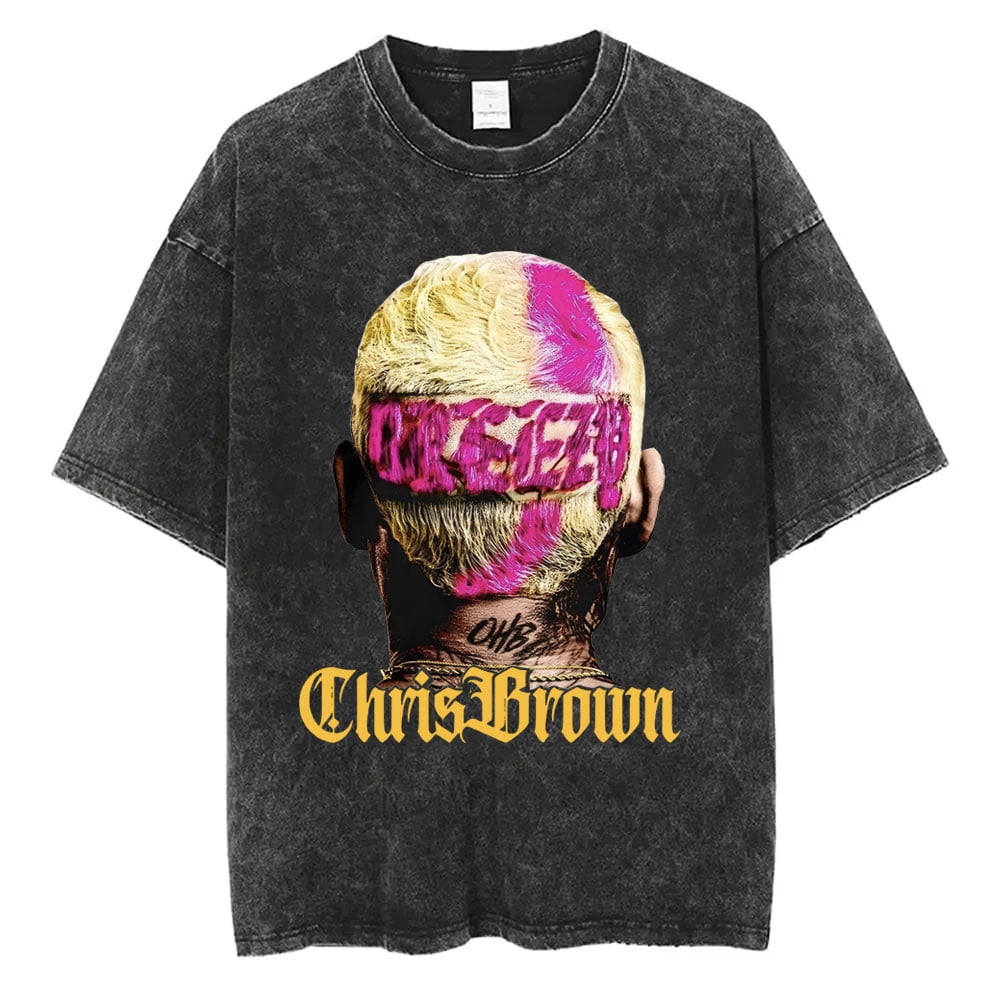 Retro Washed Chris Brown Pop Music Album Cover Graphic T Shirt Breezy ...