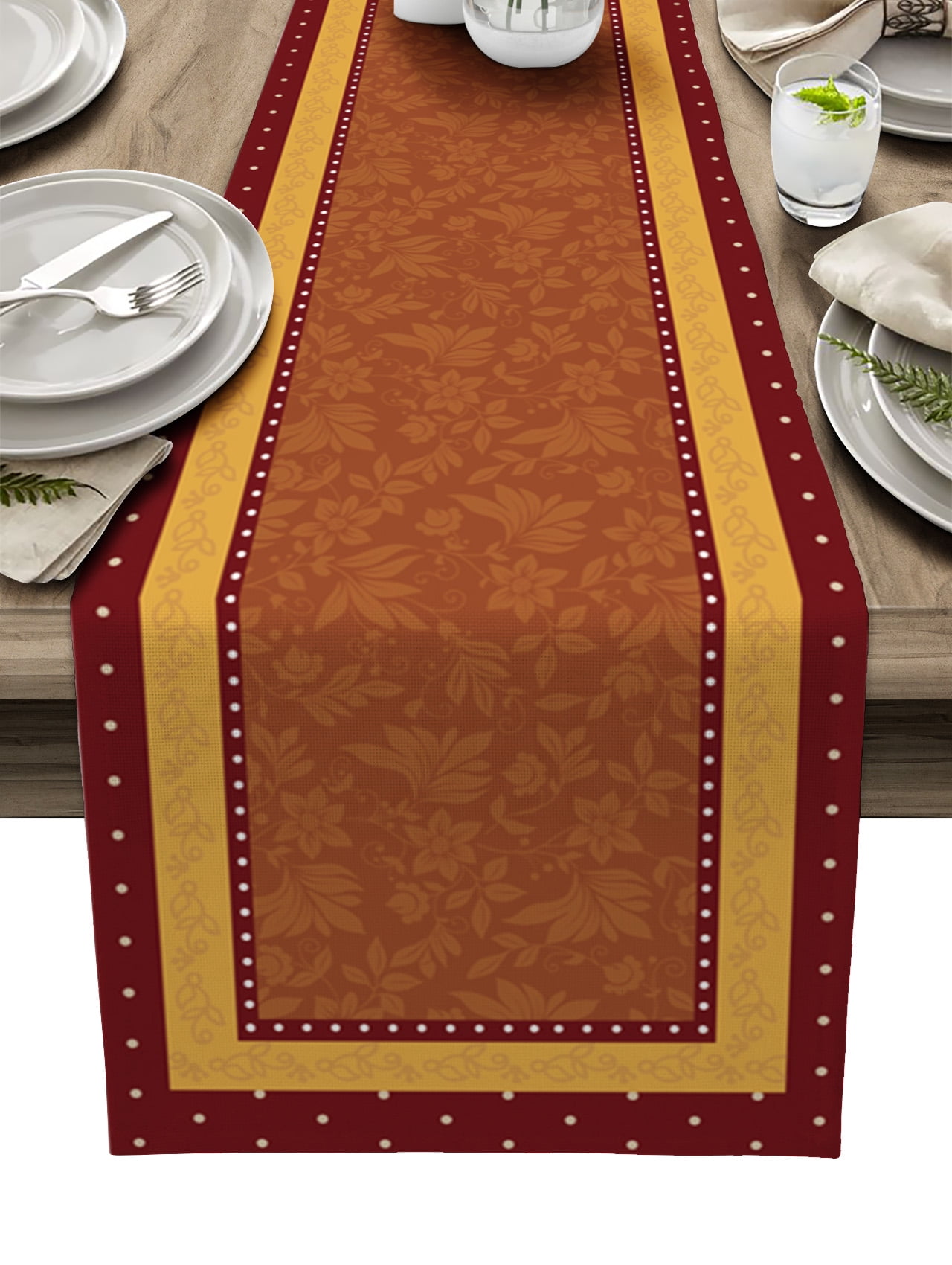 Retro Wave Dot Flower Table Runner ration Home r Dinner Table ration Table r - Walmart.com