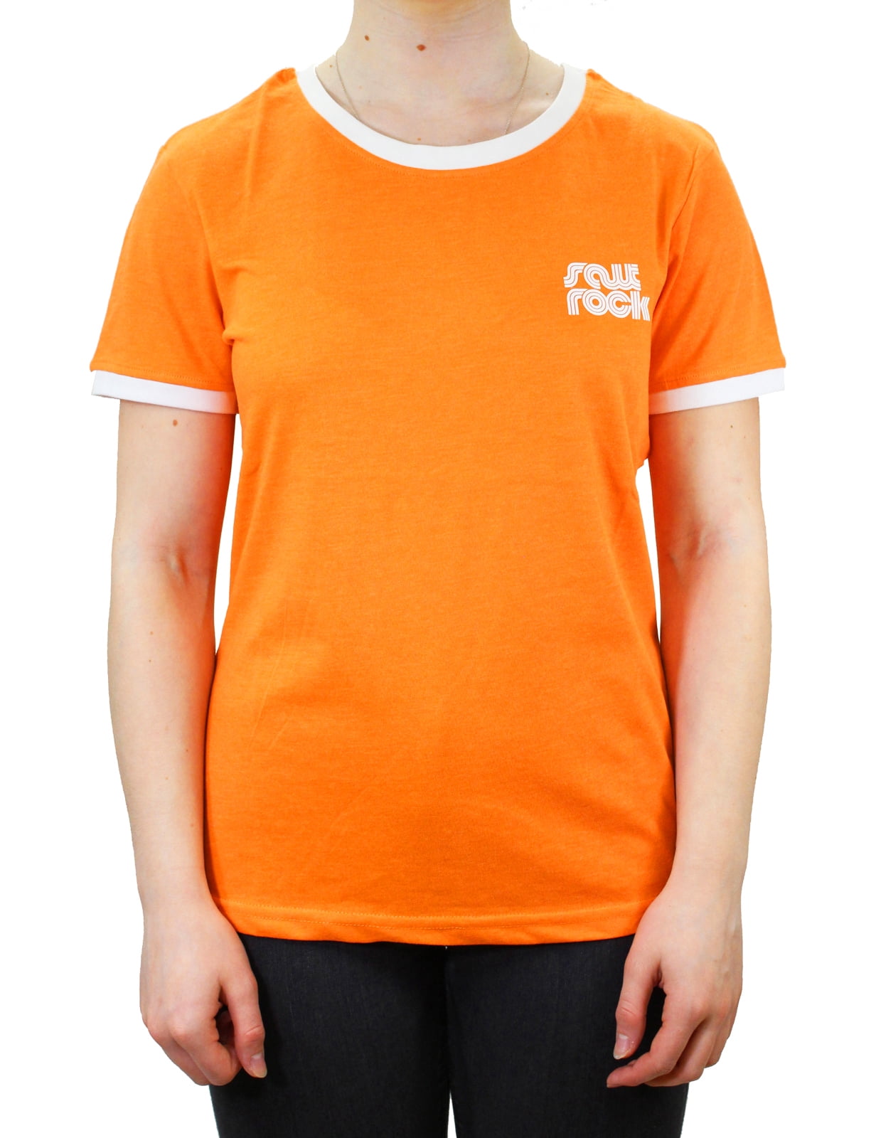 Retro Wave Mini Ringer Short Sleeve T-Shirt [Orange] - Walmart.com
