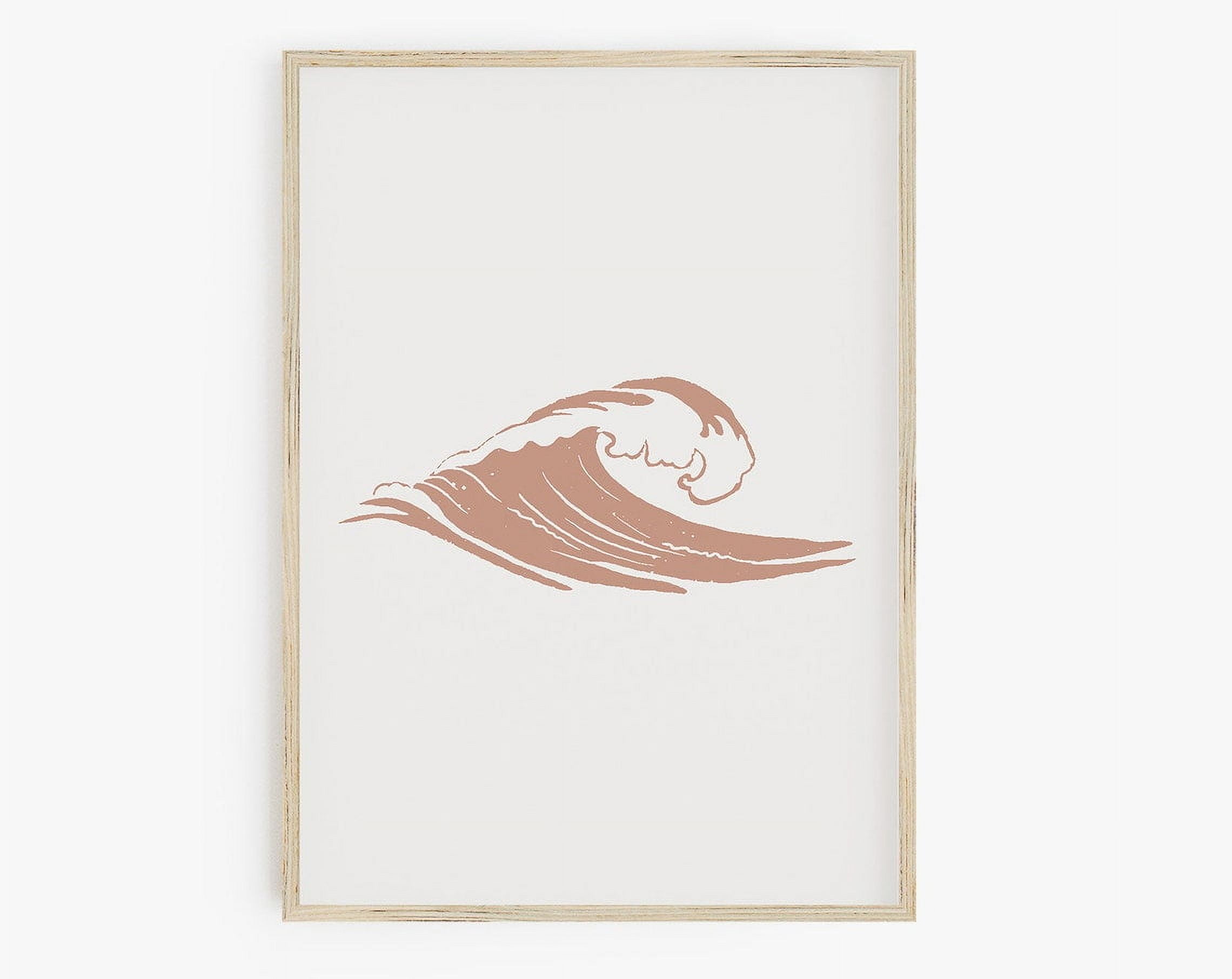 Retro Wave Print, Boho Beach Art, Neutral, Mid Century Modern Wave ...