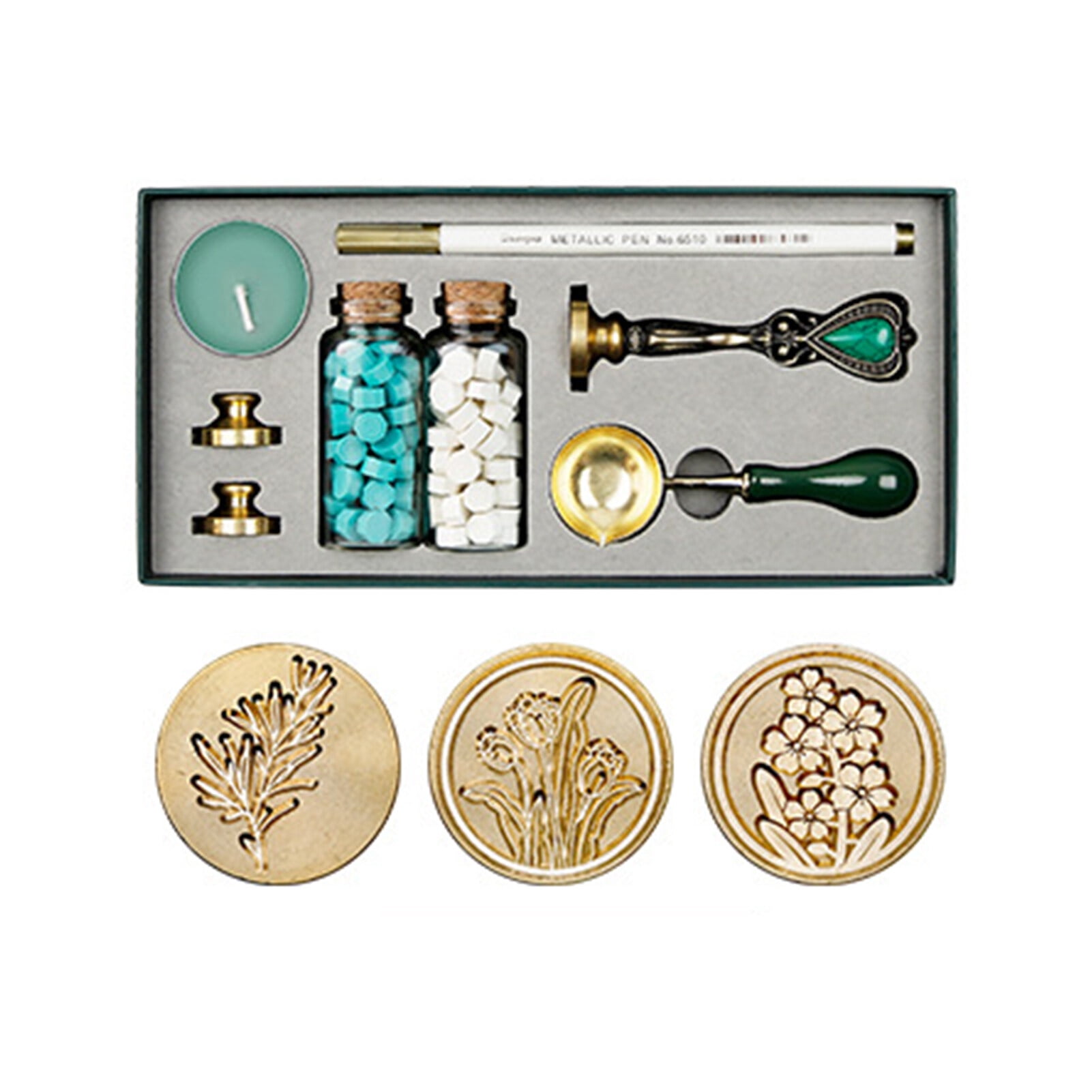 Retro Wax Seal Kit Sealing Wax Beads Wax Melting Spoon Wax Seal Stamp ...