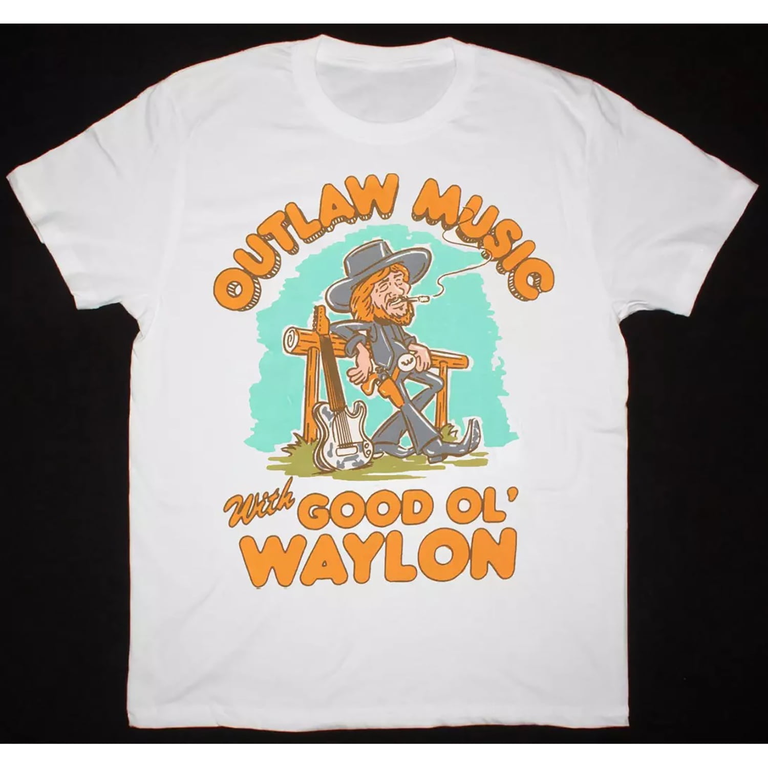 Retro Waylon Jennings Outlaw Music Shirt Classic White - Walmart.com