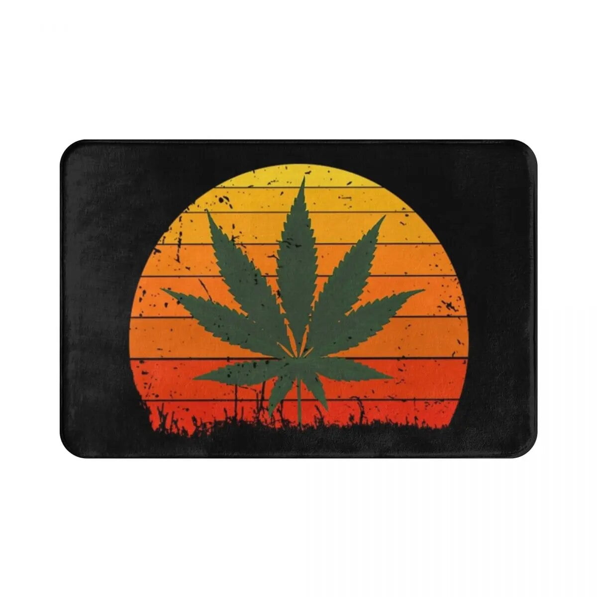 Retro Weed Leaf Doormat Bathroom Printed Polyeste Mat Kitchen Door ...