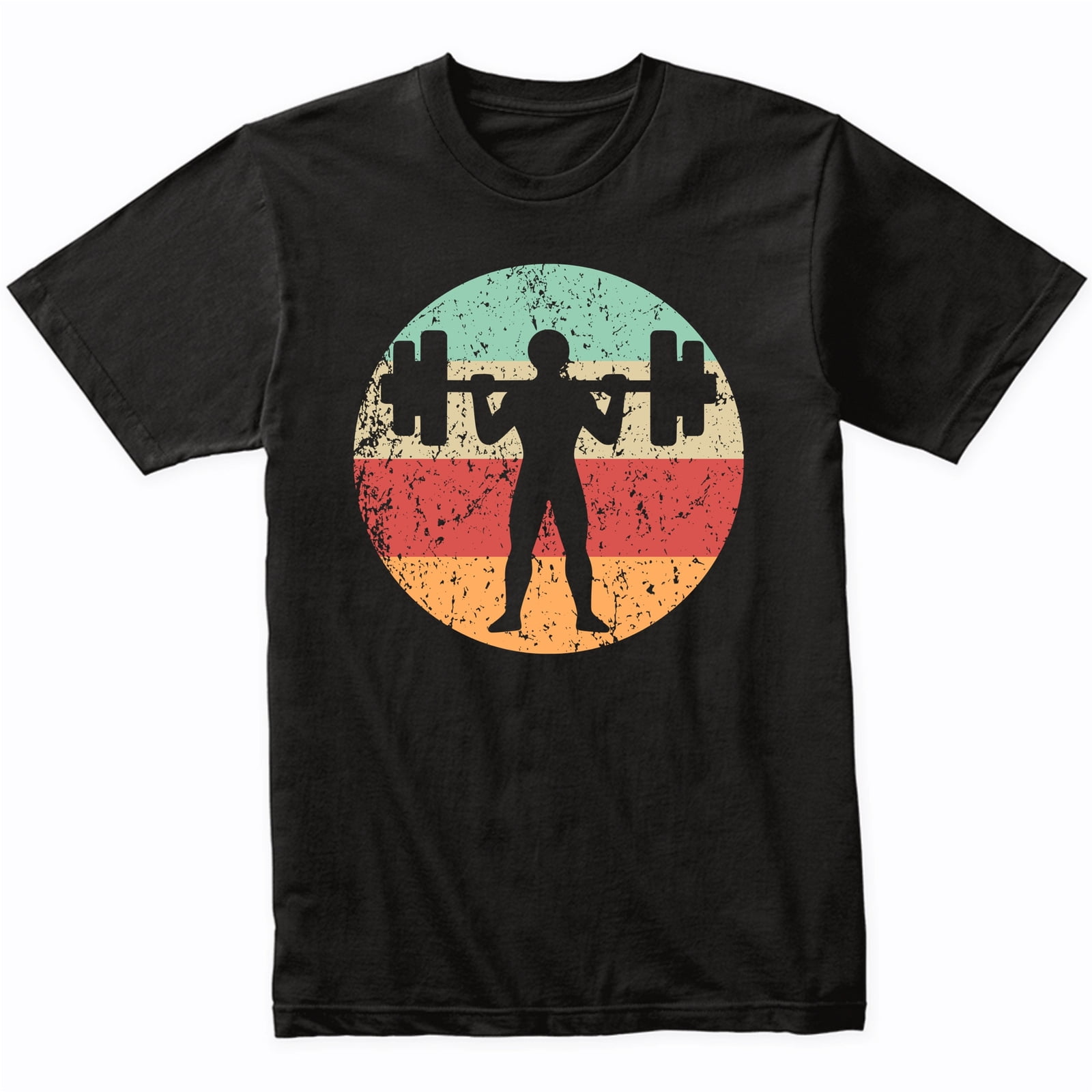 Retro Weightlifter Vintage Style Weightlifting T-Shirt (Retro Colors ...