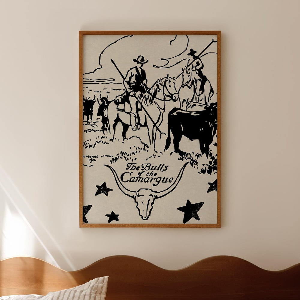 Retro Western Art Print: Trendy Neutral Cowboy Decor UNFRAMED PAPER ...