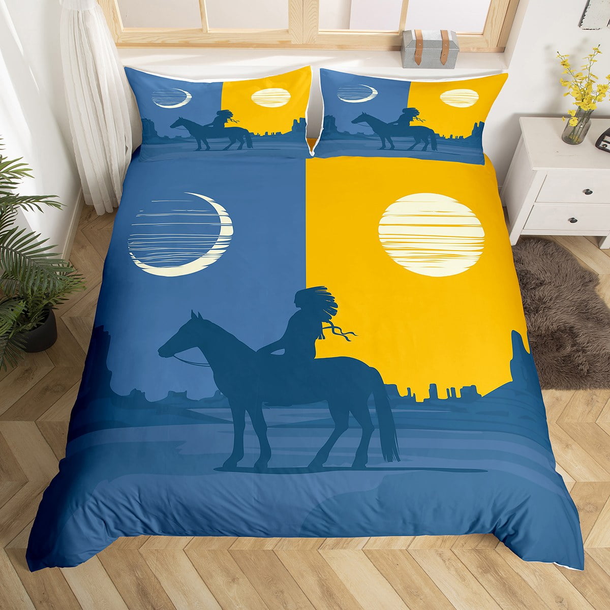 Retro Western Bedding Set Full American Duvet Cover Cowboy Cowgirl ...