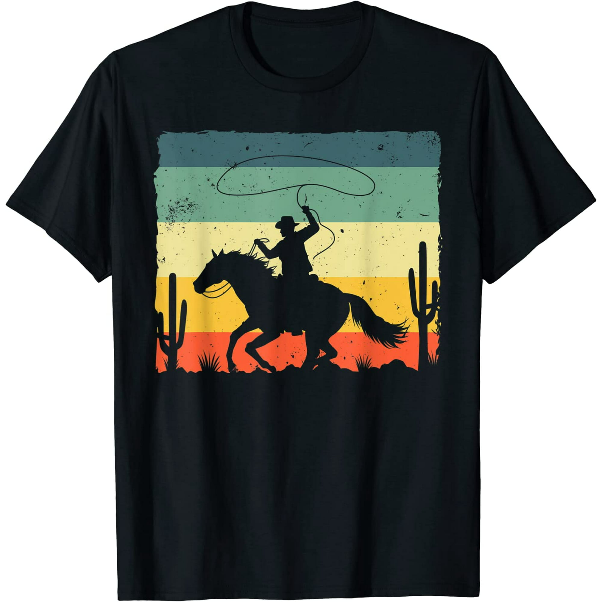 Retro Western Cowboy Design For MenHorse Rider Cowboy Vintage T-Shirt ...