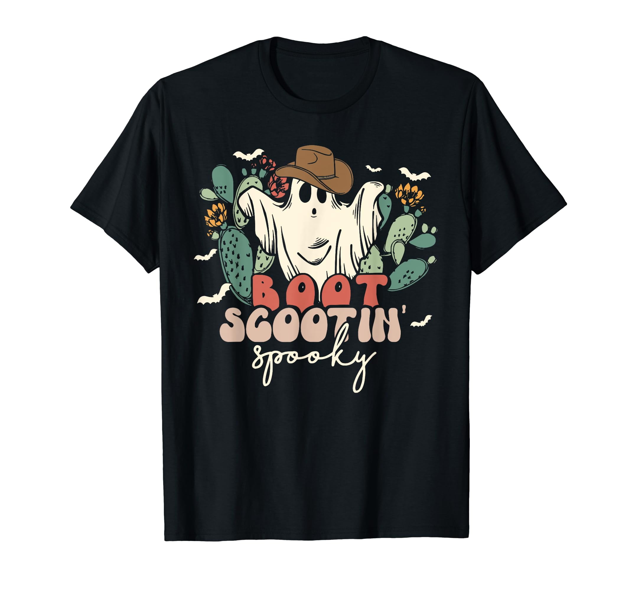 Retro Western Halloween Cowboy Ghost Boot Scootin Spooky T-Shirt ...