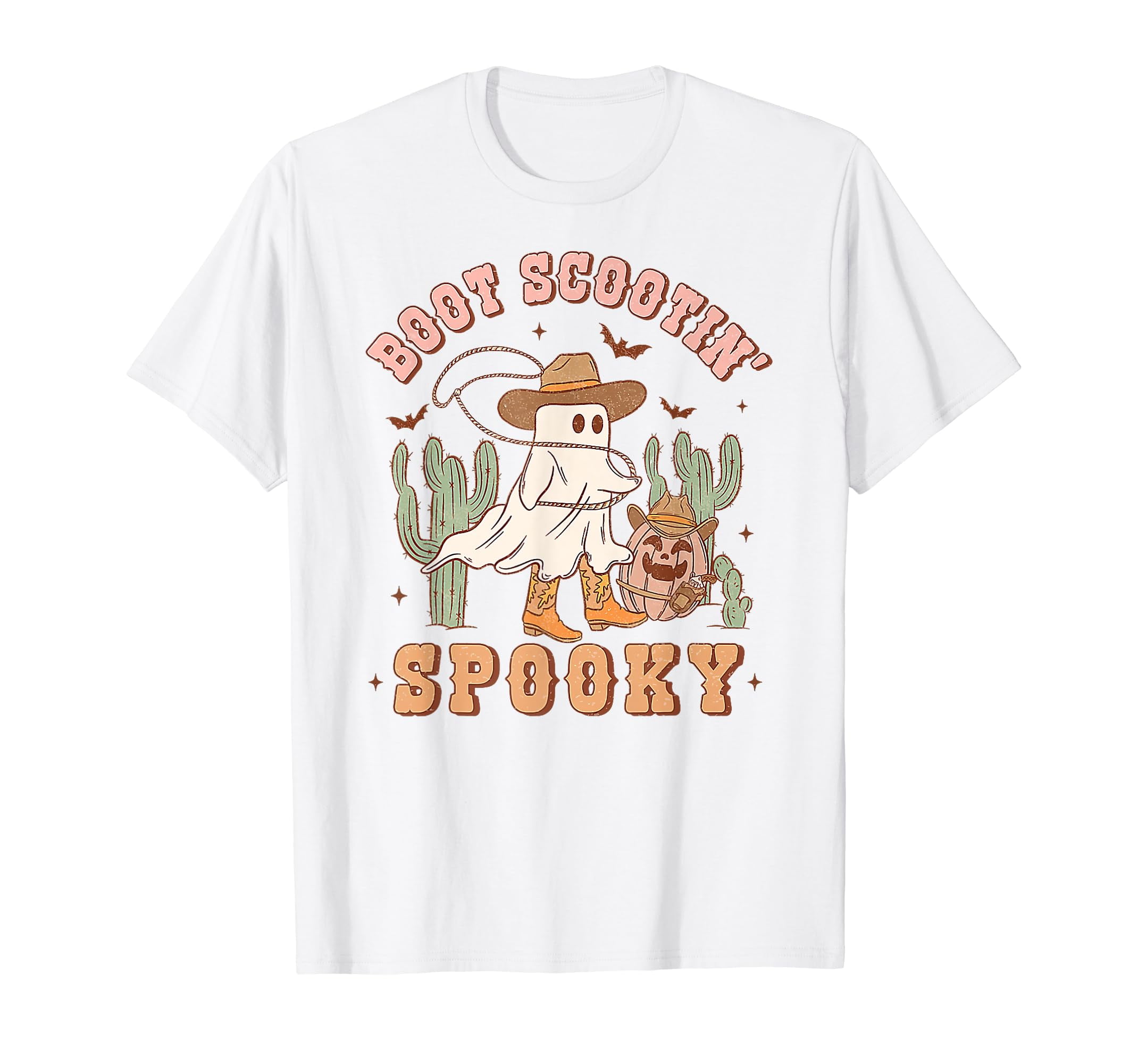 Retro Western Halloween Cowboy Ghost Boot Scootin Spooky T-Shirt ...