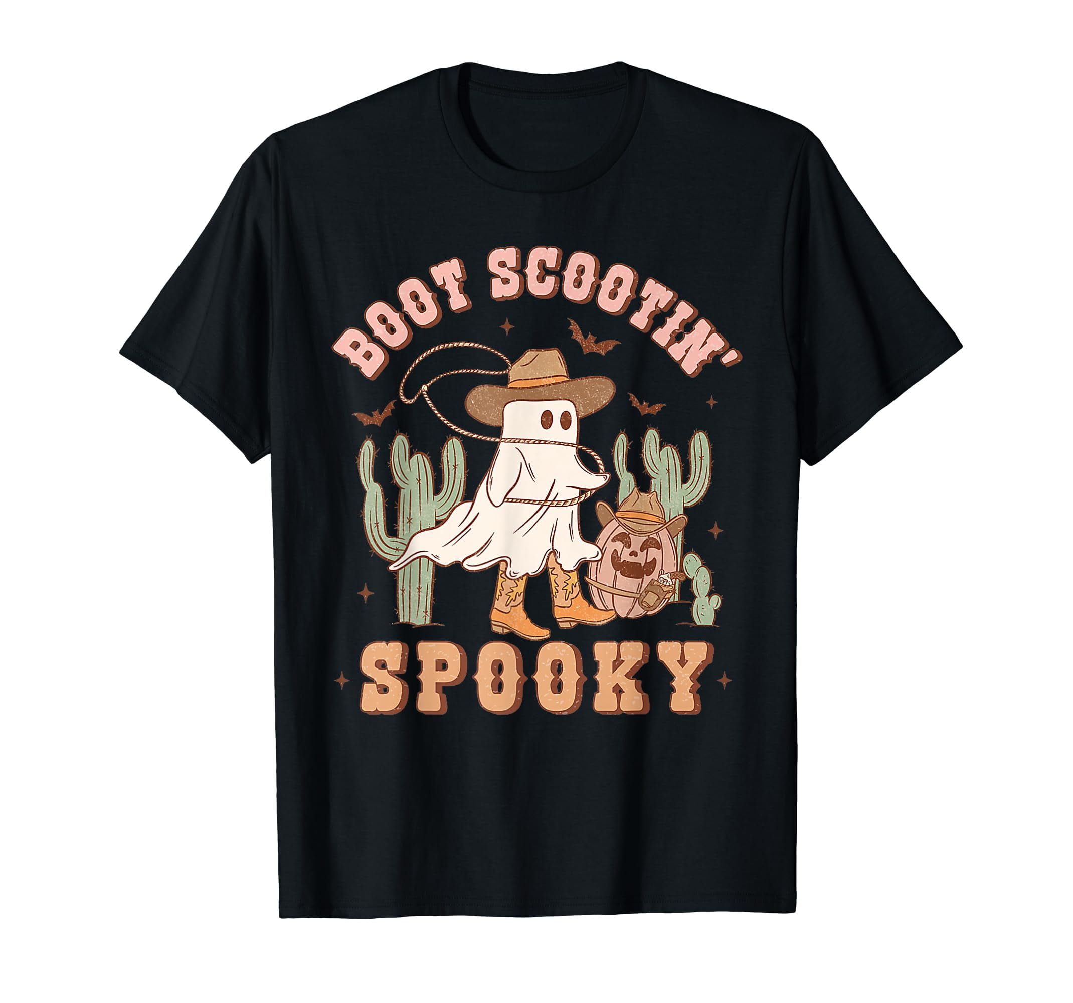 Retro Western Halloween Cowboy Ghost Boot Scootin Spooky T-Shirt ...