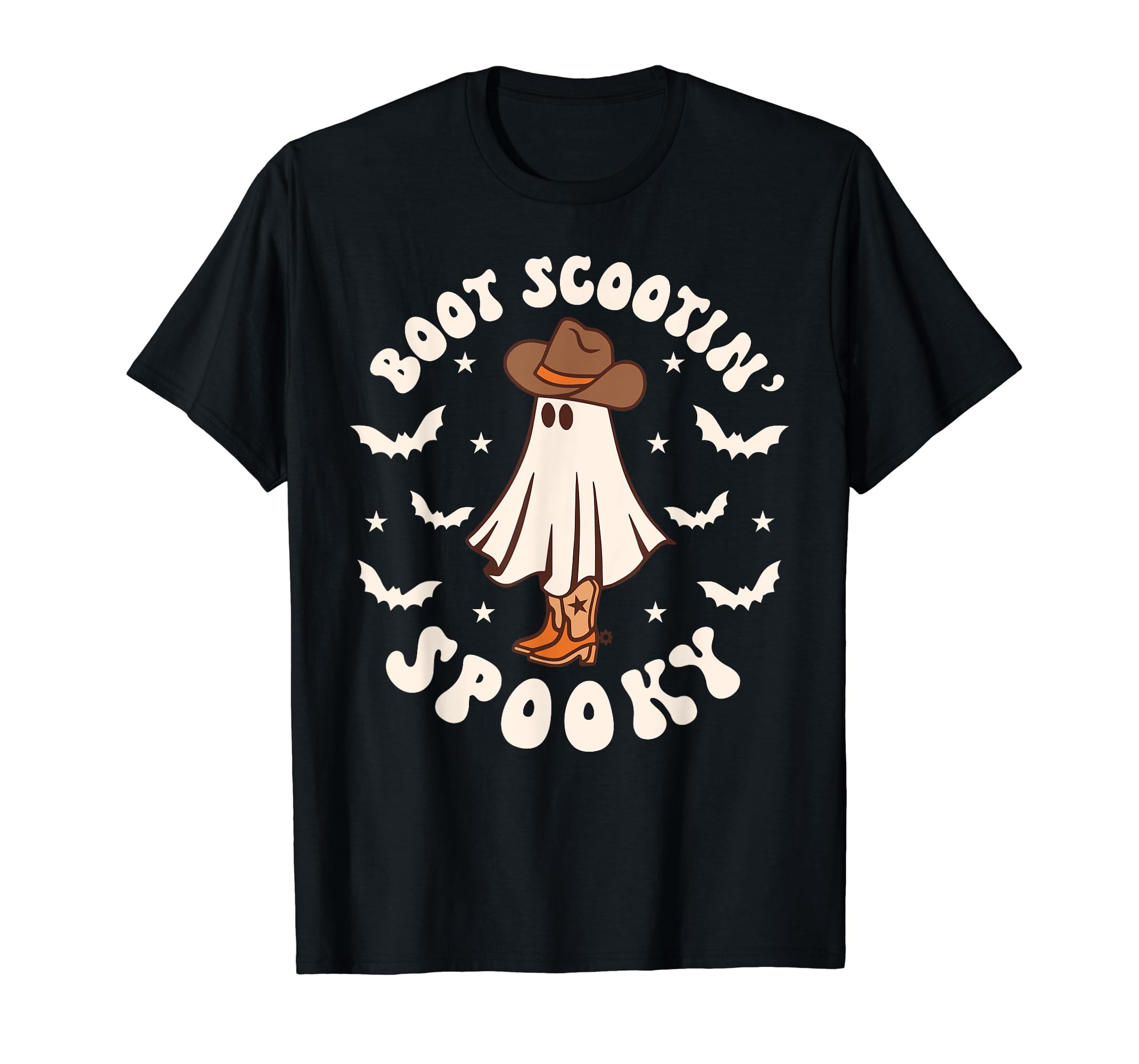 Retro Western Halloween Cute Ghost Funny Boot Scootin Spooky T-Shirt ...