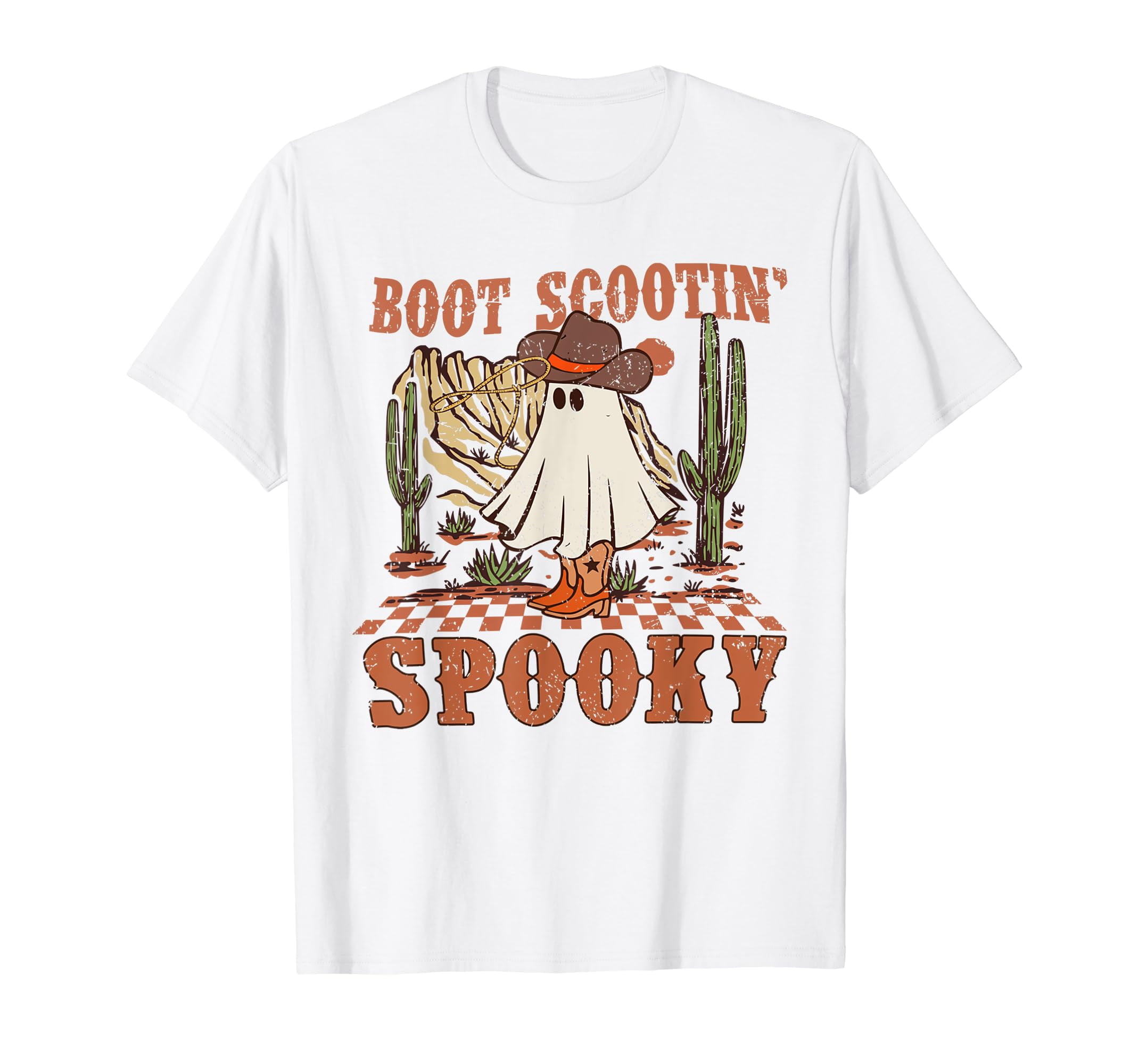 Retro Western Halloween Cute Ghost Funny Boot Scootin Spooky T-Shirt ...