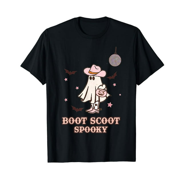 Retro Western Halloween Cute Ghost Funny Boot Scootin Spooky T-Shirt ...