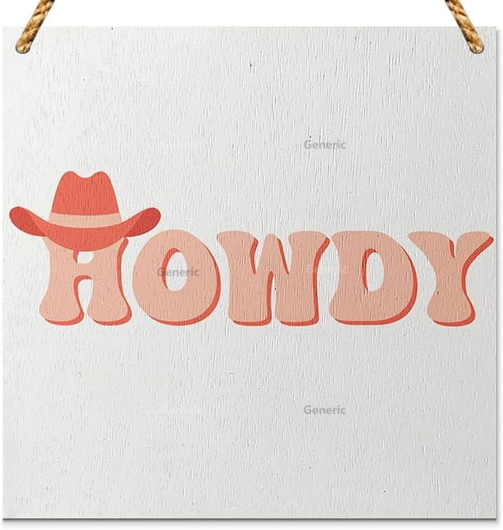 Retro Western Howdy Cowboy Hat Blush Pink Preppy Wooden Sign Decor ...