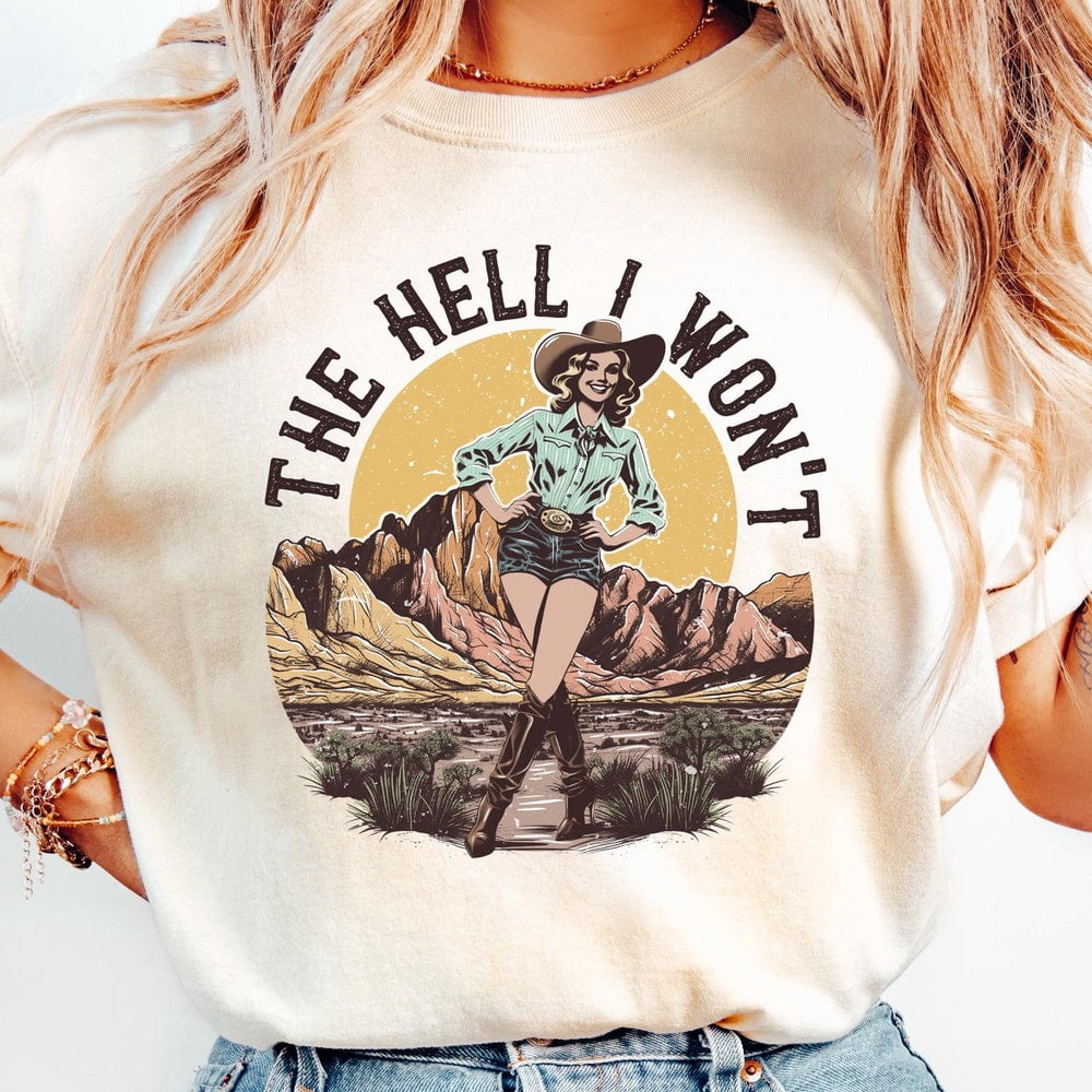 Retro Western Shirt, The Hell I Won'T T-Shirt, Vintage Cowgirl Shirt, Retro Rodeo, Country ...