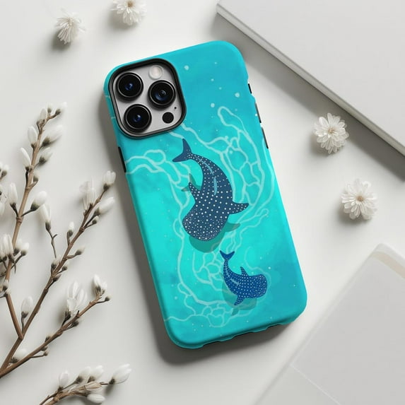 Retro Whale Shark and Coral Reef Ocean Animals Phone Case with iPhone ...