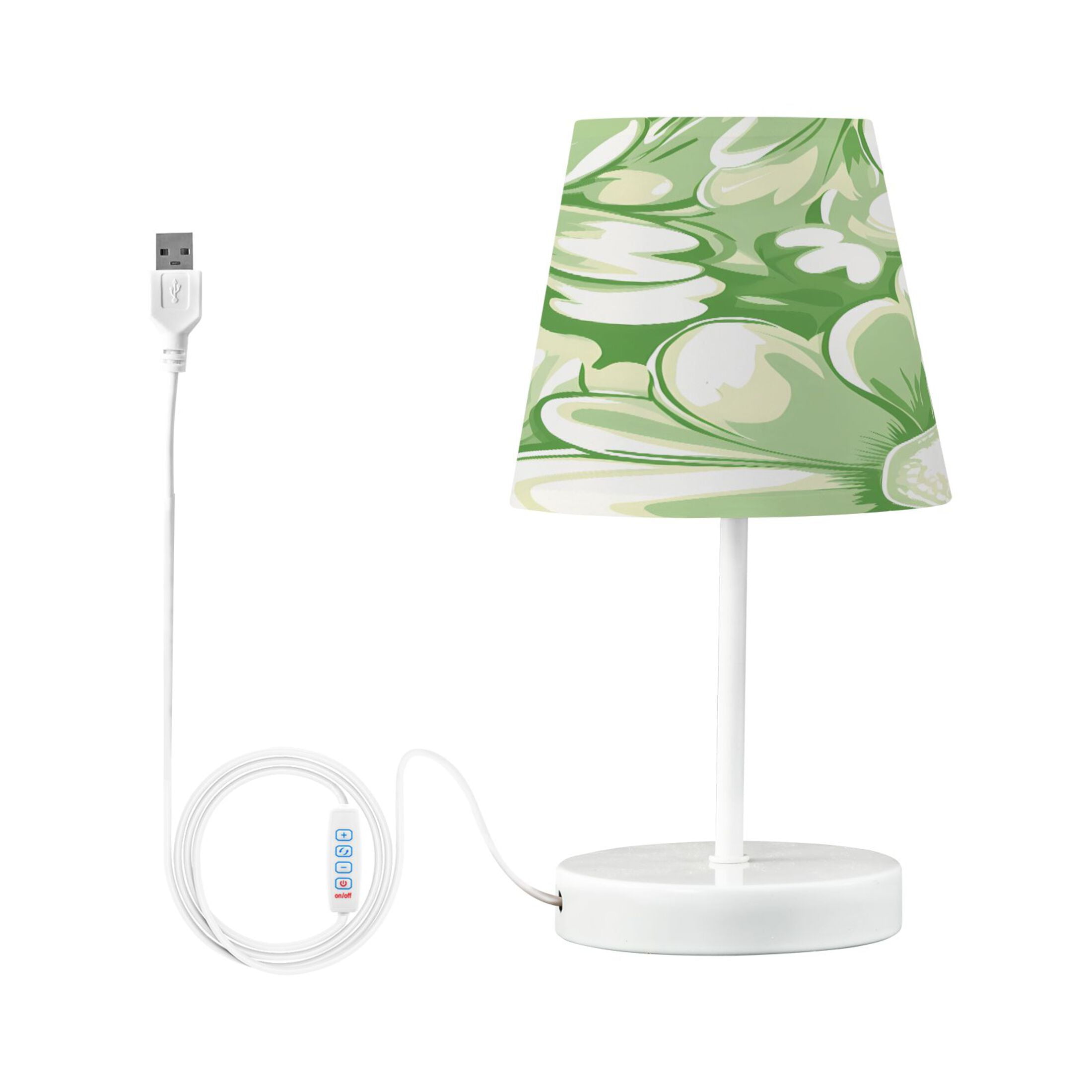 Retro White Green Flowers Desk Lamp LED Table Nightstand Lamps with 3 ...