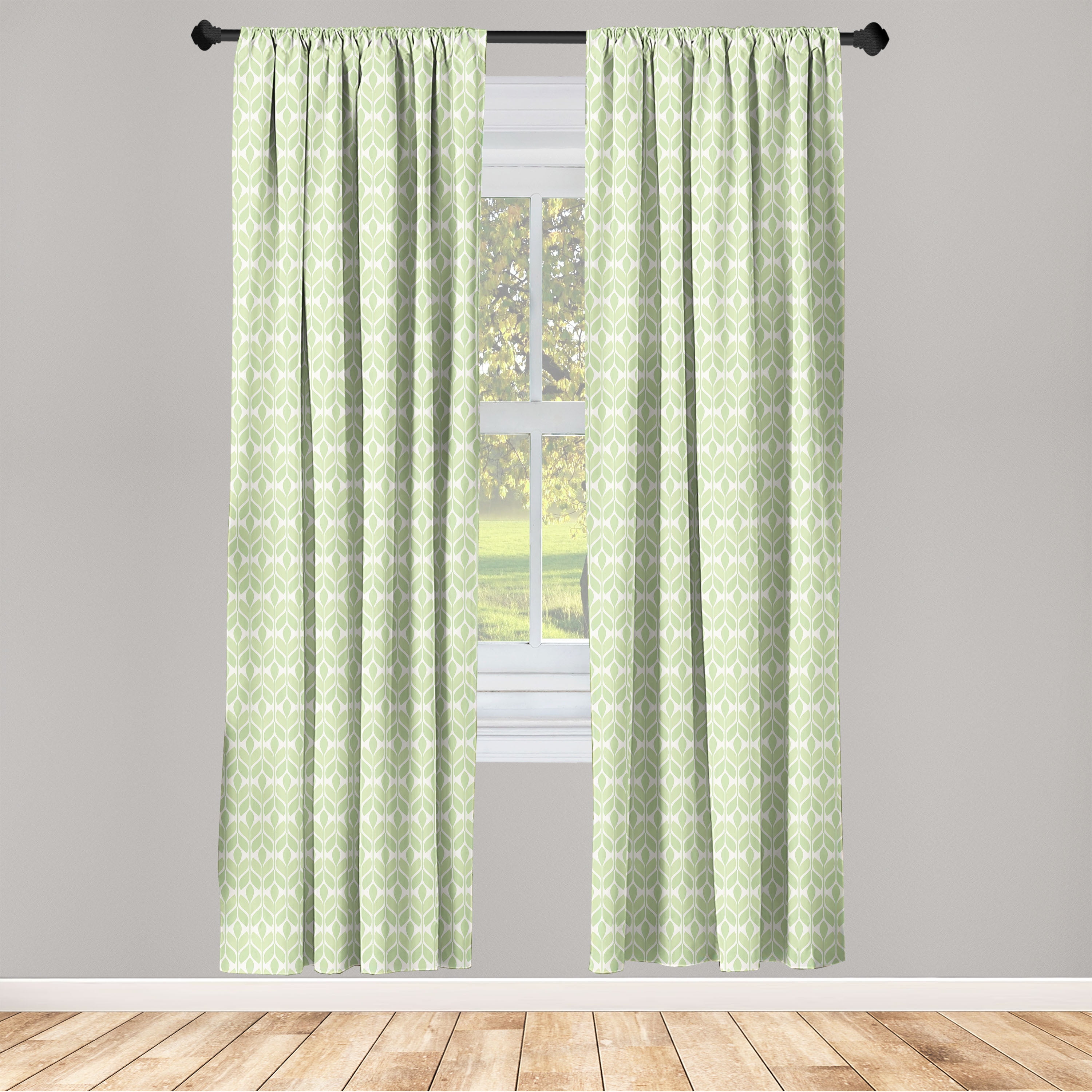 Retro Window Curtains, Vintage Leaf Pattern with 80s Vibes Nostalgic ...