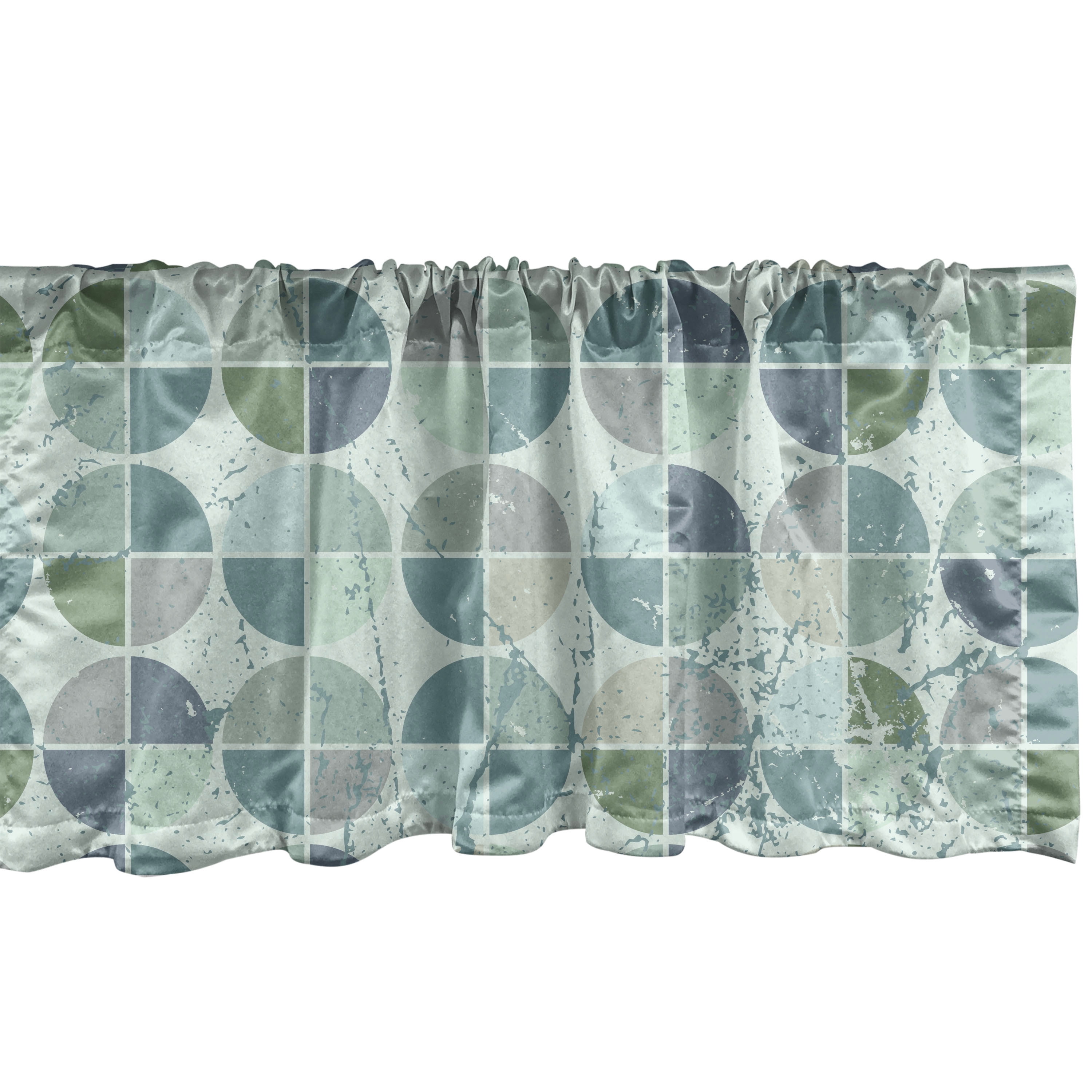 Retro Window Valance, Geometric Style Repeating Grunge Divided Circles ...