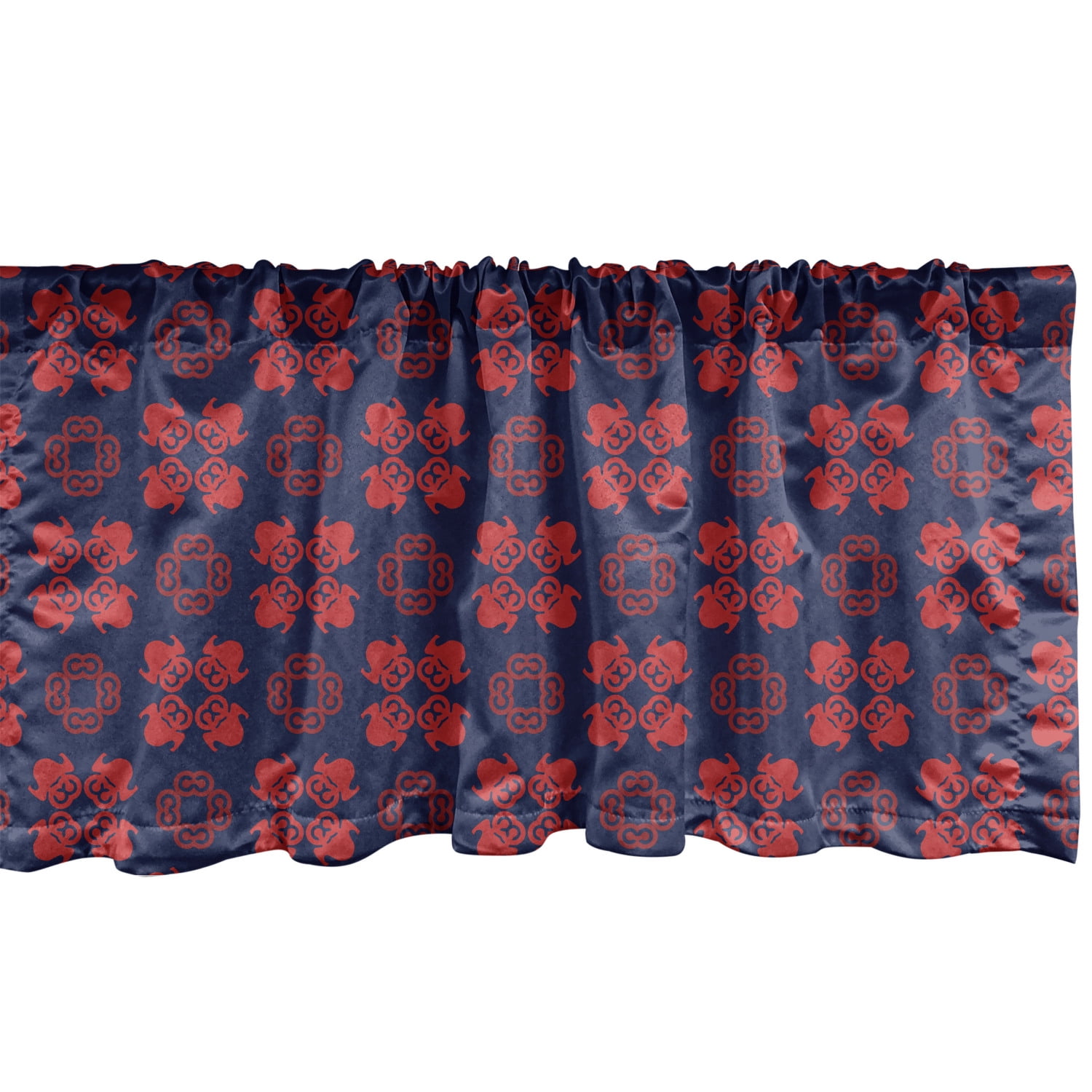 Retro Window Valance Pack of 2, Geometric Flower Patterns with Classic ...