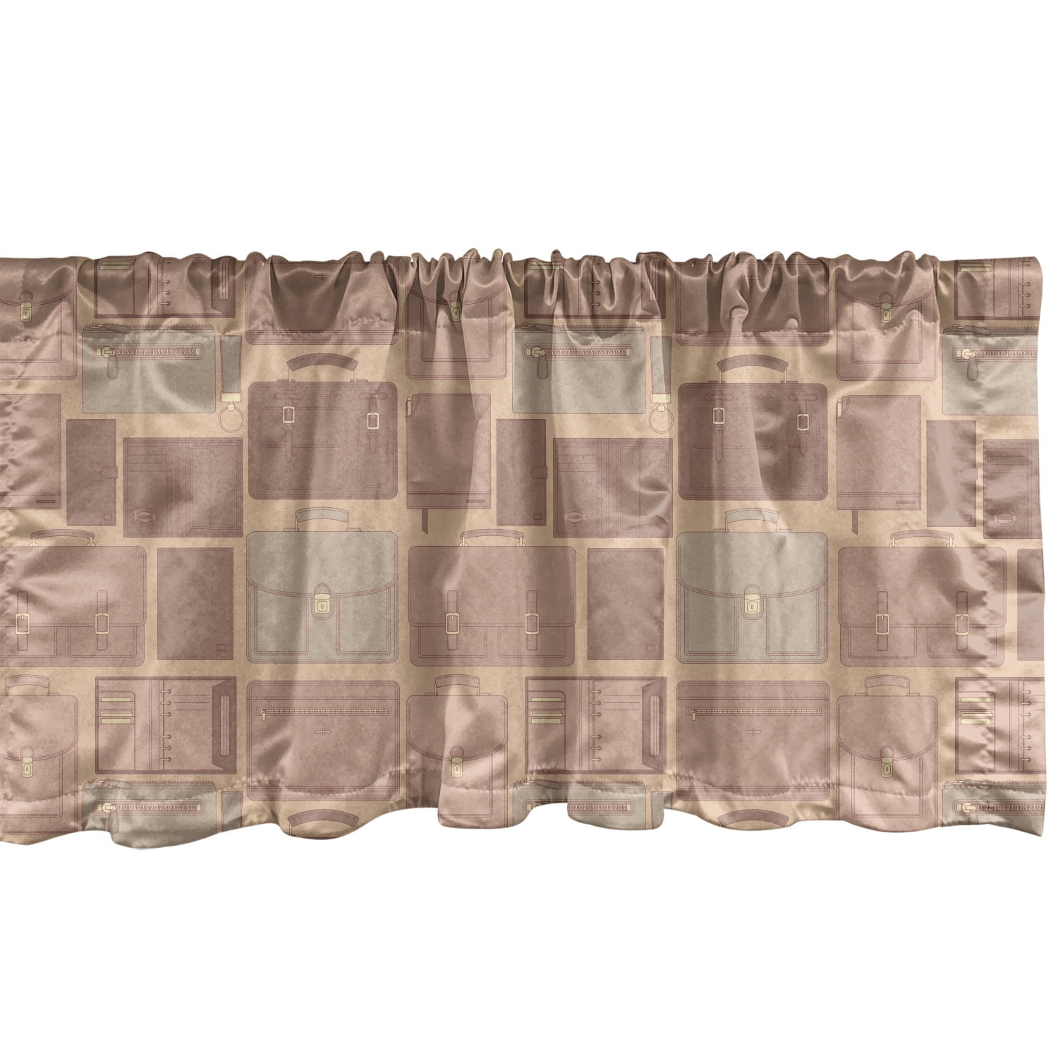 Retro Window Valance Pack of 2, Travel Work Theme with Leather Bags ...