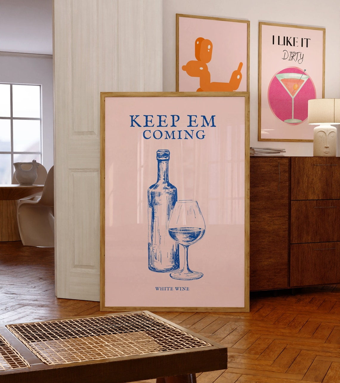 Retro Wine Poster-Aesthetic Girly Bar Cart Art-Preppy Posters-Champagne ...