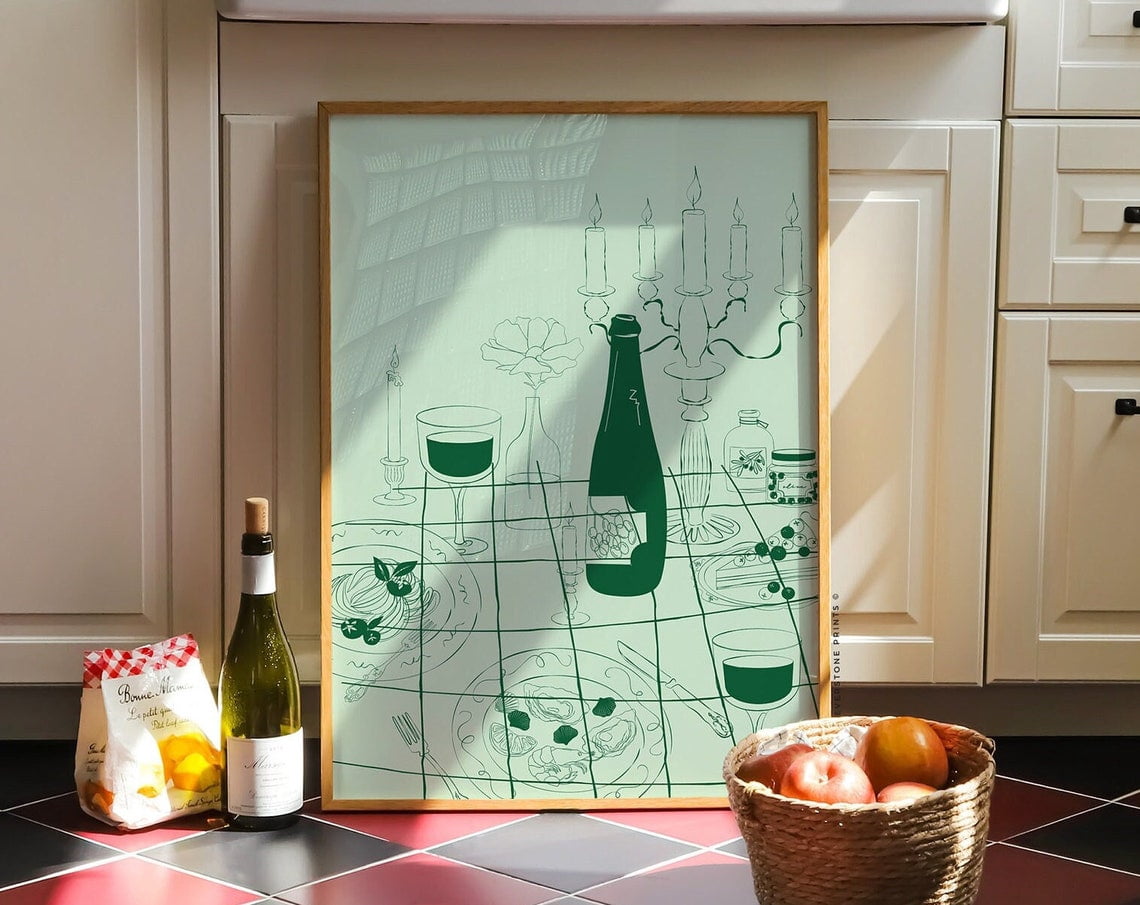 Retro Wine Print, Vintage Food Poster, Wine Print, Retro Food Art, Mid ...