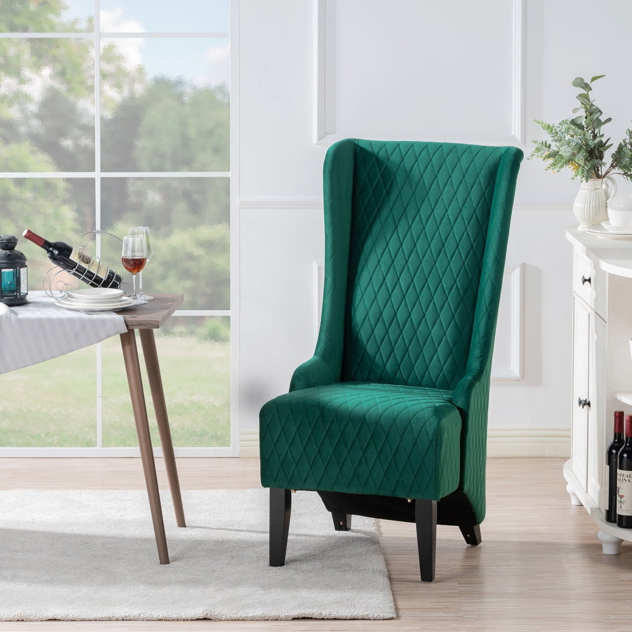 Retro Wing Back King Throne Chair, High Back Armless Dining Chair with ...