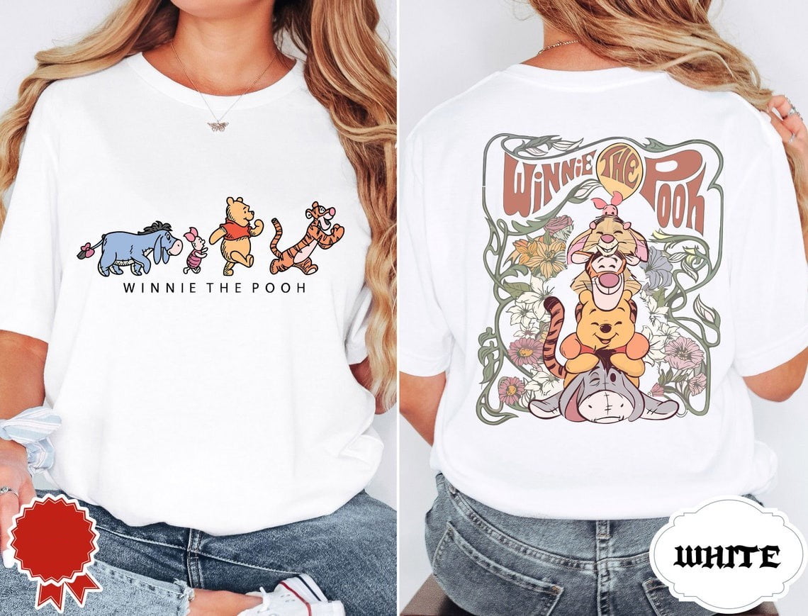 Retro Winnie The Pooh Double Sided T-Shirt, Pooh And Friends Tshirt ...