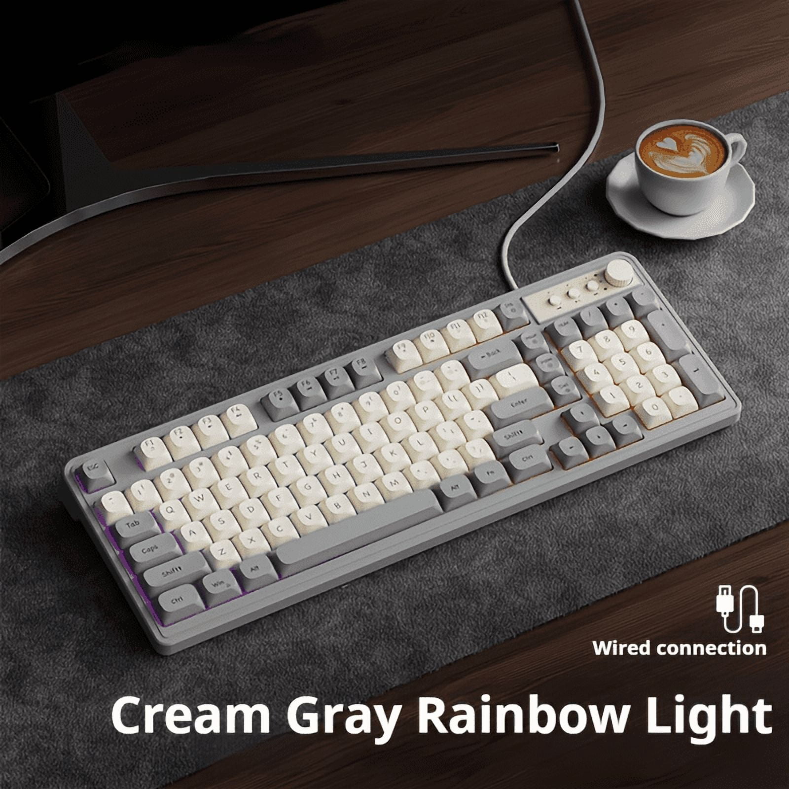 Mechanical Gaming Keyboard Wired, Retro Wired Mechanical Keyboard, 78 ...