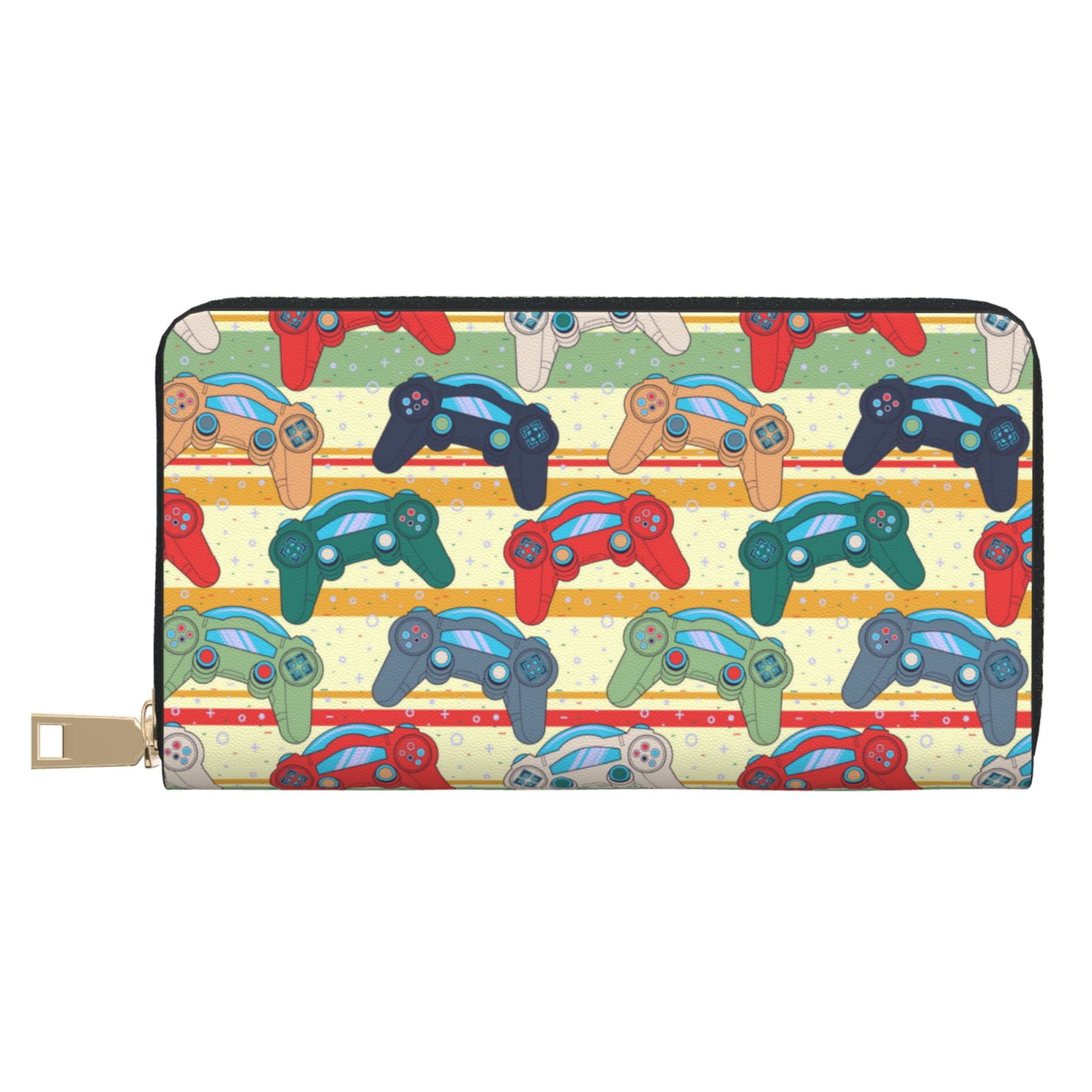 Retro With Joysticks Wallet Women, Leather Bifold Multi Card Wallet ...