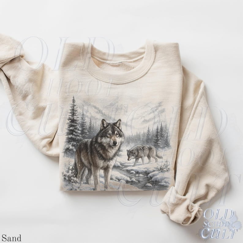 Retro Wolf 90s Sweatshirt , Nature Vintage Wildlife Forest Crewneck ...