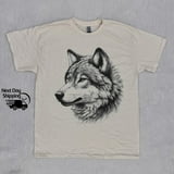 Retro Wolf Face Hand Drawing 90s Shirt, Hand Drawing Wolf T-shirt, 90s ...