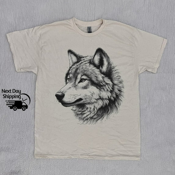 Retro Wolf Face Hand Drawing 90s Shirt, Hand Drawing Wolf T-shirt, 90s ...
