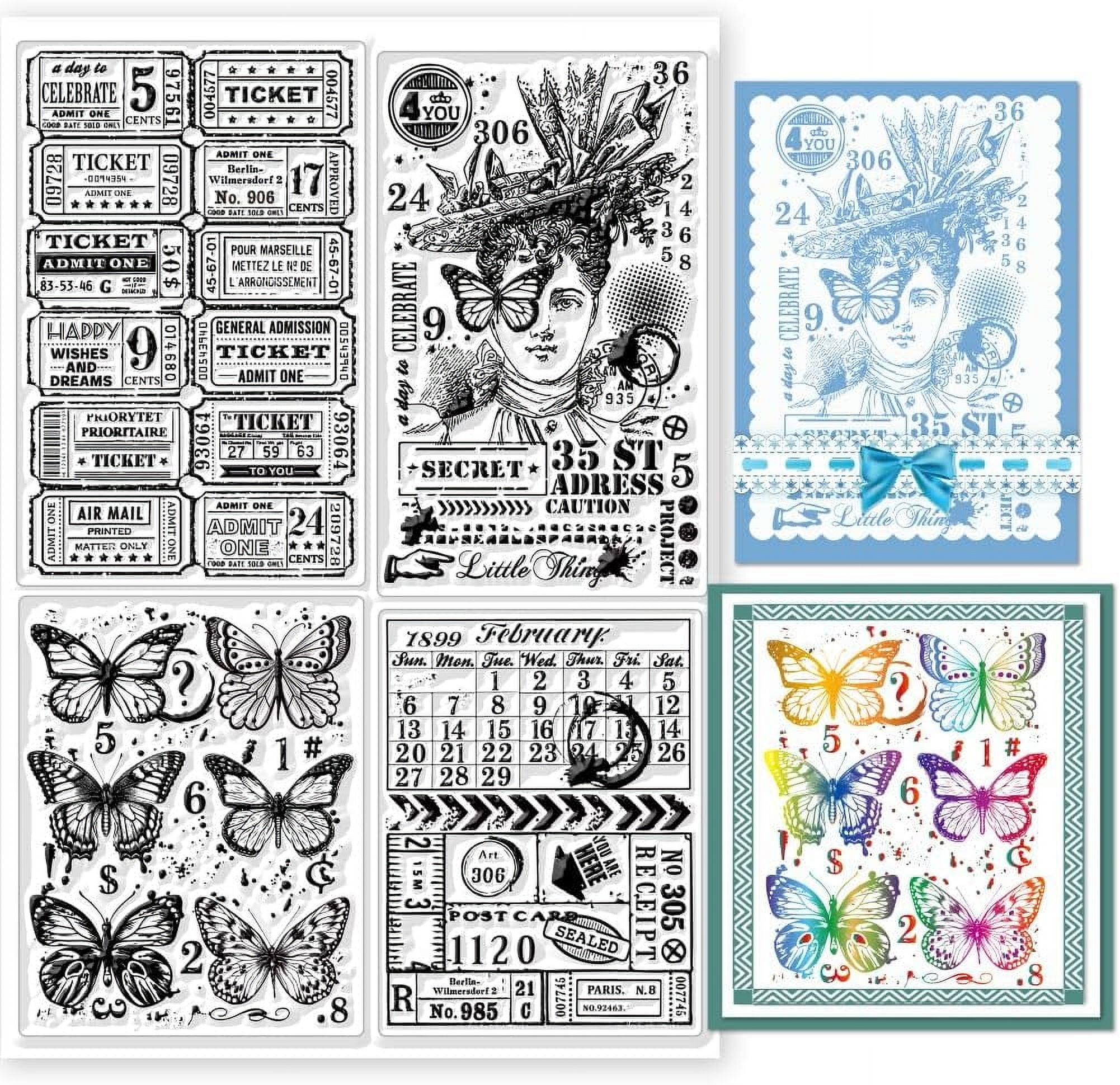 Retro Woman Postcard Background Clear Stamps for Cards Making Vintage ...