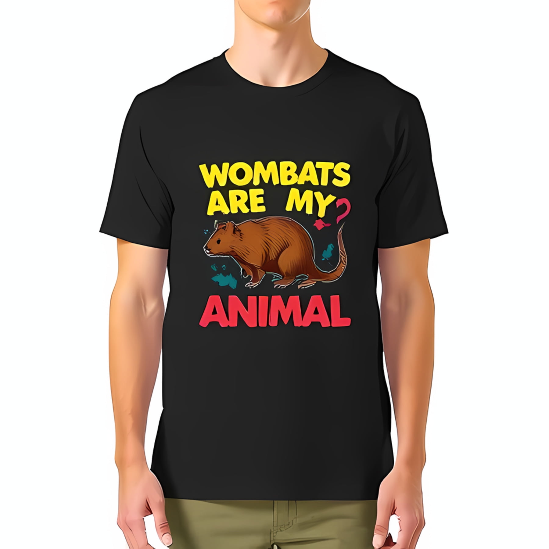 Retro Wombat Graphic Cotton Short Sleeve T-Shirt - Fun Wildlife Design ...